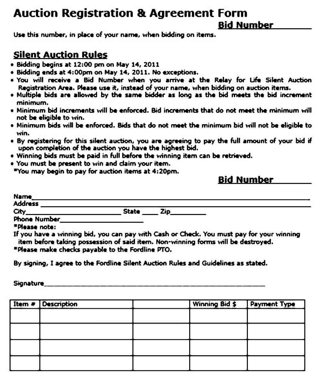 Silent Auction Bid Sheet Sample Mous Syusa