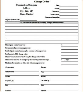 Sample Construction Change Order Form | Mous Syusa