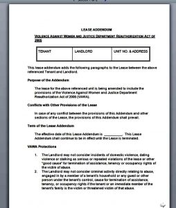 Sample Lease Addendum Form | Mous Syusa