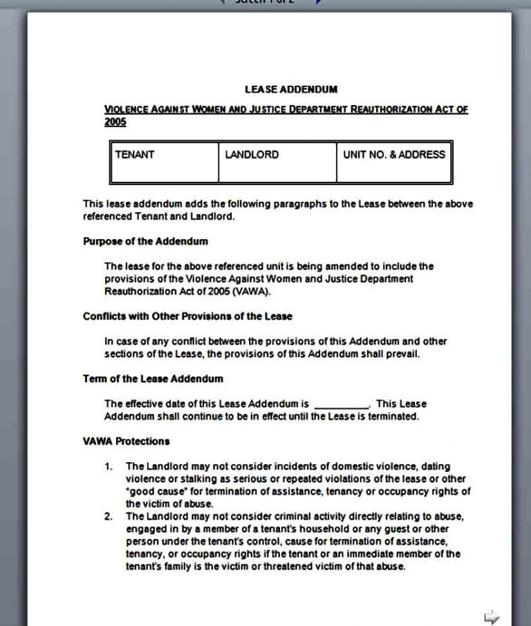 Sample Lease Addendum Form | Mous Syusa