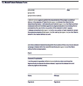 Talent Release Form Template | Mous Syusa