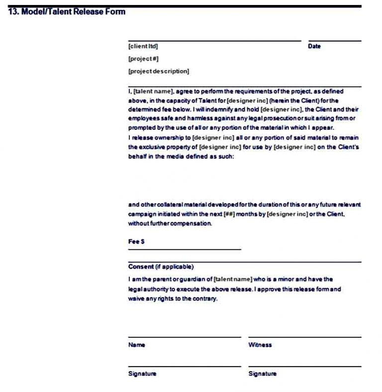 Talent Release Form Template | Mous Syusa