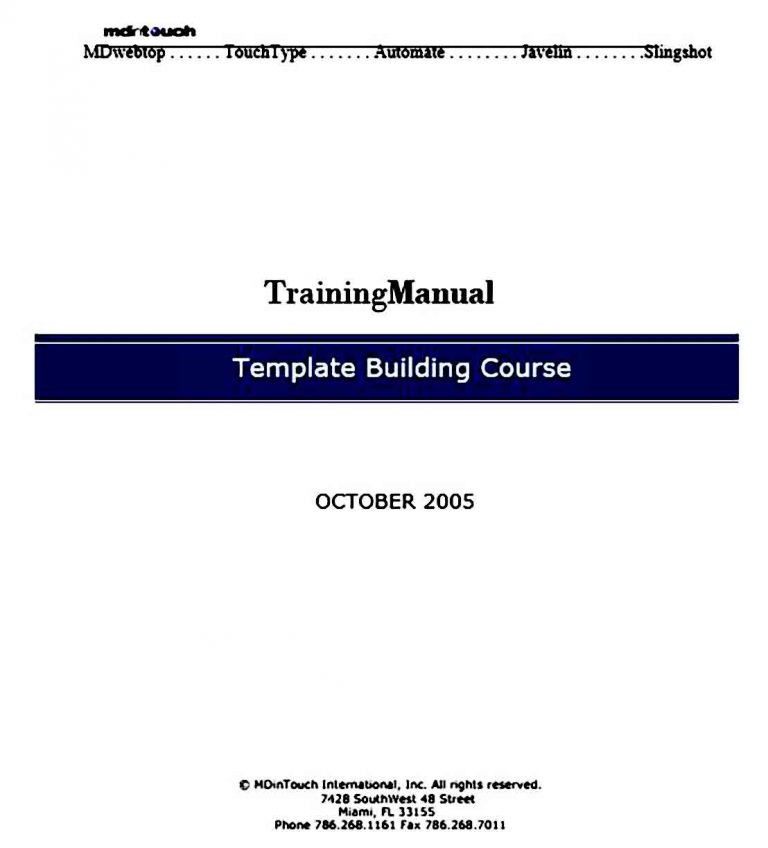 Sample Training Manual Printable | Mous Syusa