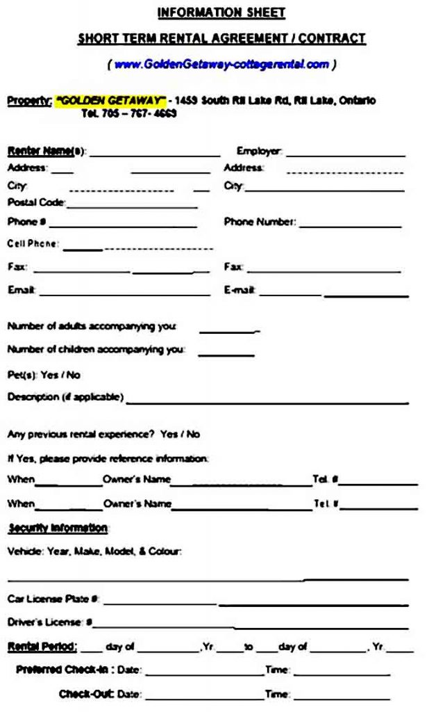 Sample Short Term Rental Agreement Template | Mous Syusa