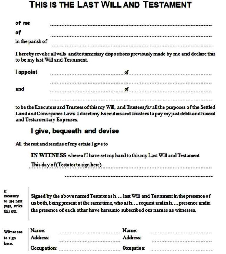 Simple Will Form Sample | Mous Syusa
