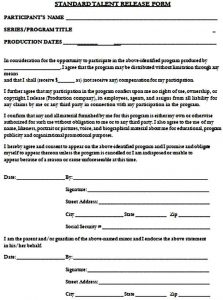 Talent Release Form Template | Mous Syusa