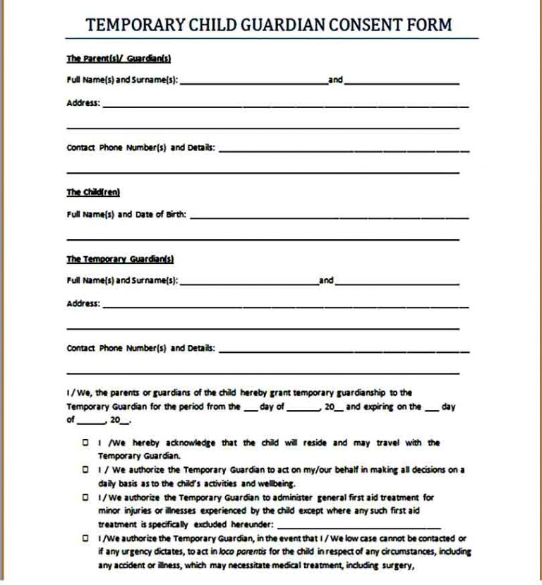 Template Temporary guardianship forms | Mous Syusa