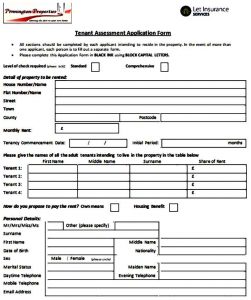 Tenant Application Form Sample | Mous Syusa