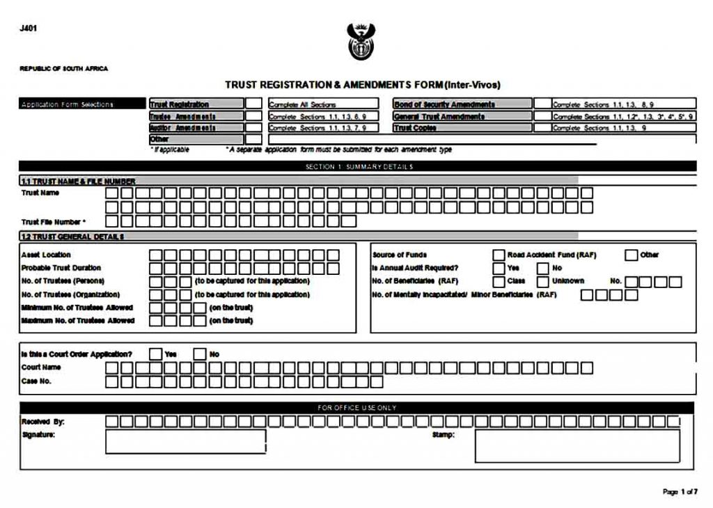 Sample Trust Amendment Form | Mous Syusa