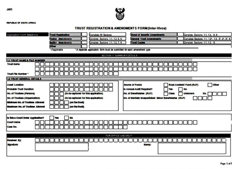 Sample Trust Amendment Form | Mous Syusa