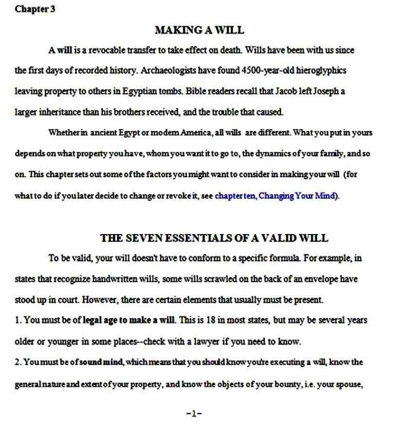 Sample Will Form | Mous Syusa