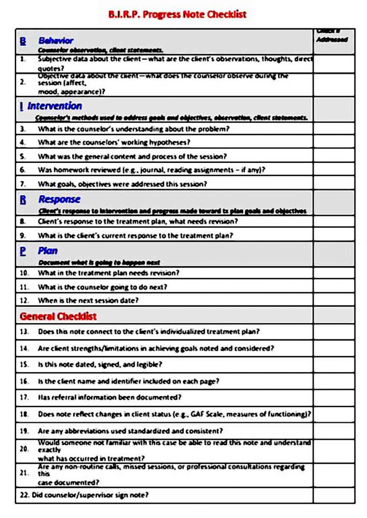 Sample Progress Note Template Mous Syusa