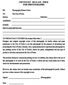 Photo Copyright Release Forms Template | Mous Syusa