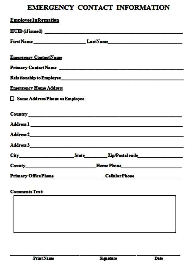 Sample Emergency Contact Forms Mous Syusa