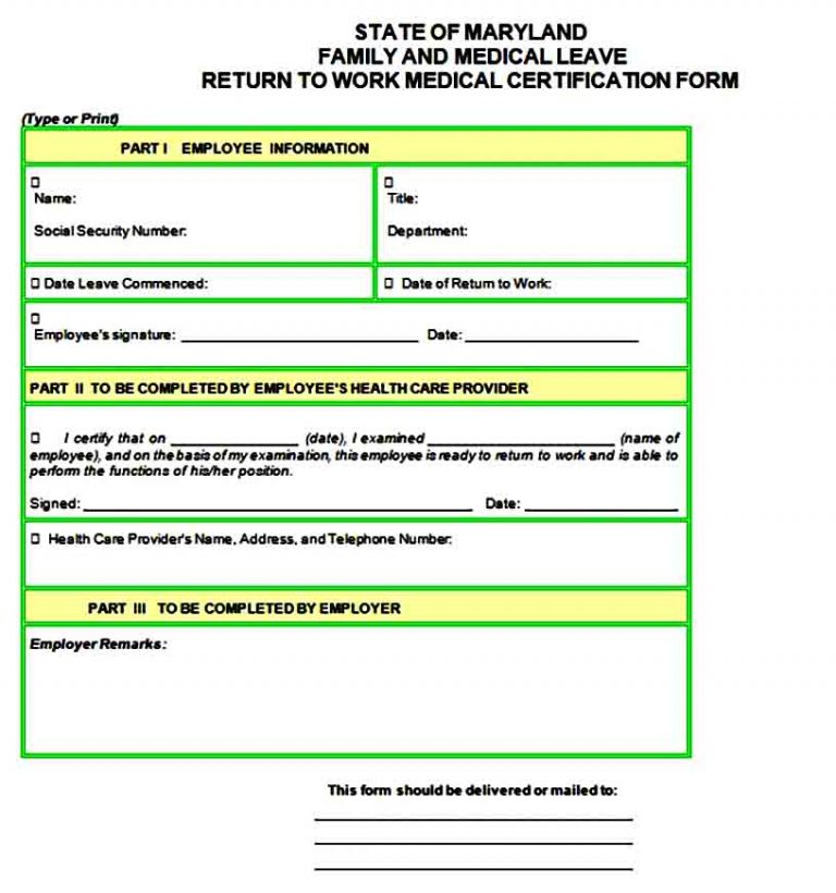 Sample Return to Work Medical Form | Mous Syusa