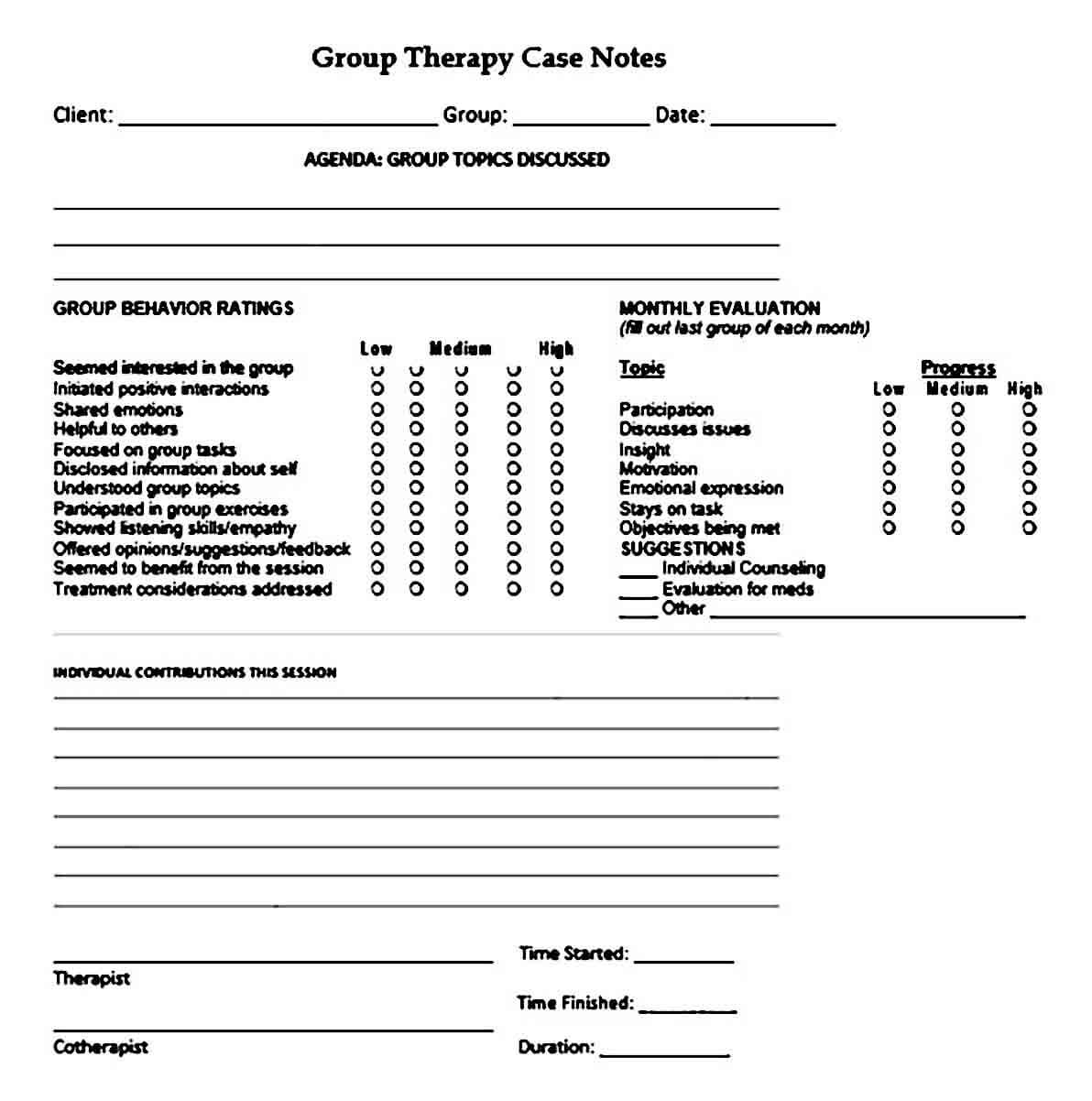 Sample Theraphy Note Template Mous Syusa