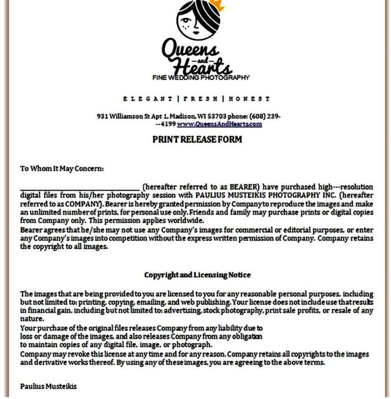 Print Release Form Sample | Mous Syusa