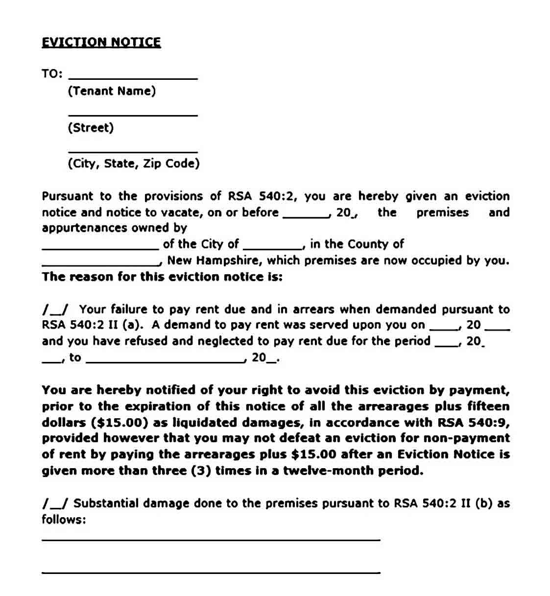 Eviction Letter Template Free