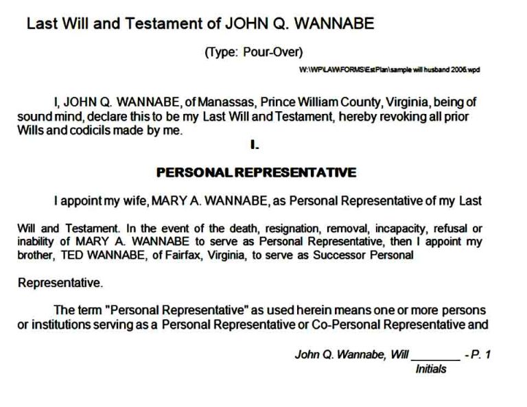 Sample Will Form | Mous Syusa