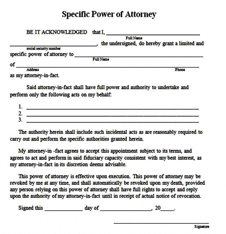 Sample Limited Power of Attorney Form | Mous Syusa