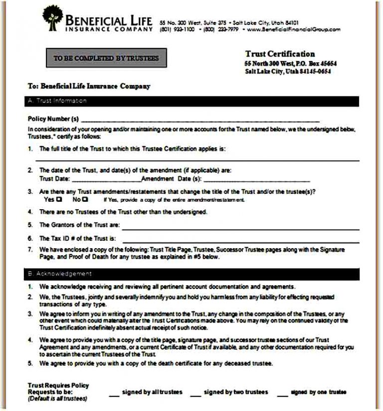 Sample Trust Amendment Form | Mous Syusa