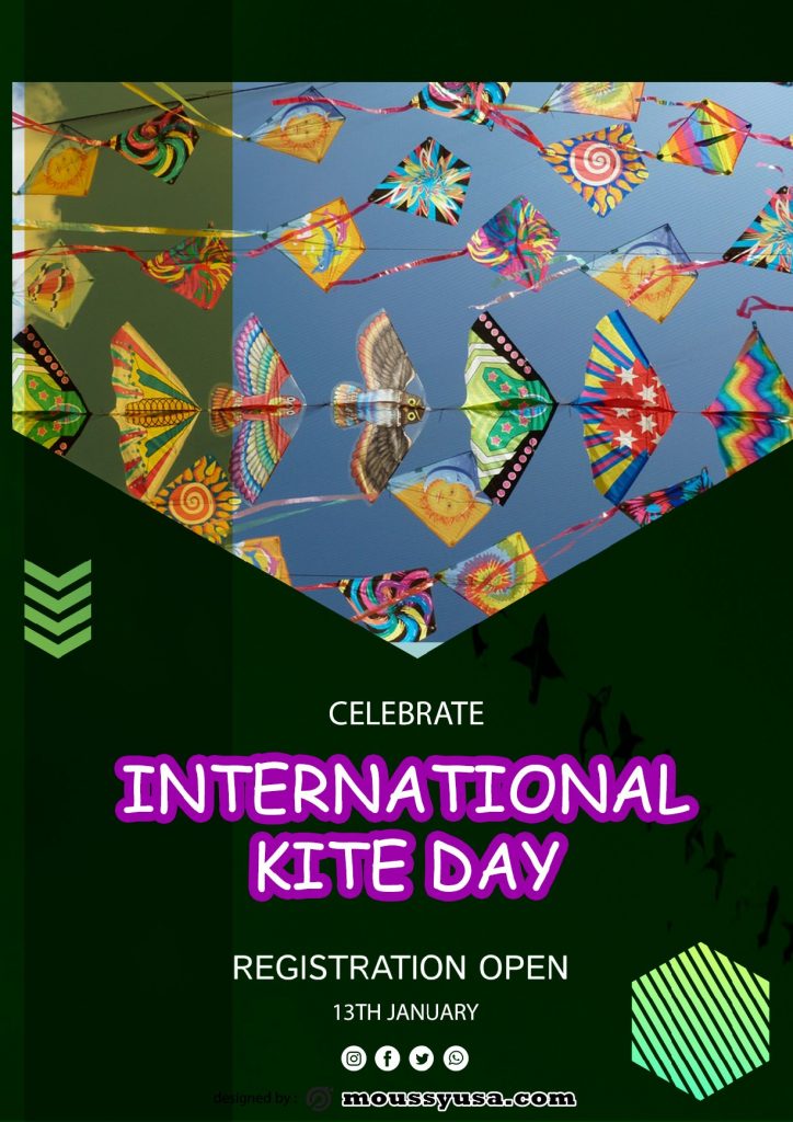 Free International Kites Day Flyer psd template | Mous Syusa