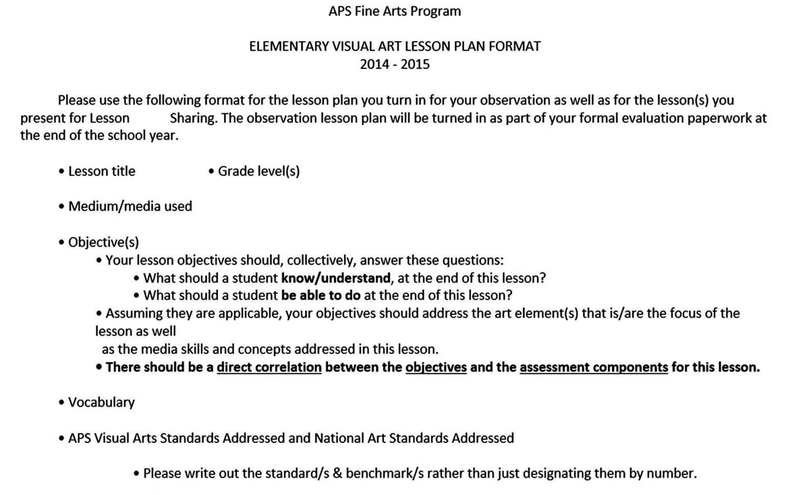 Art Lesson Plan Template | Mous Syusa
