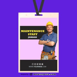 3+ Building Maintenance Id card free template in PSD | Mous Syusa