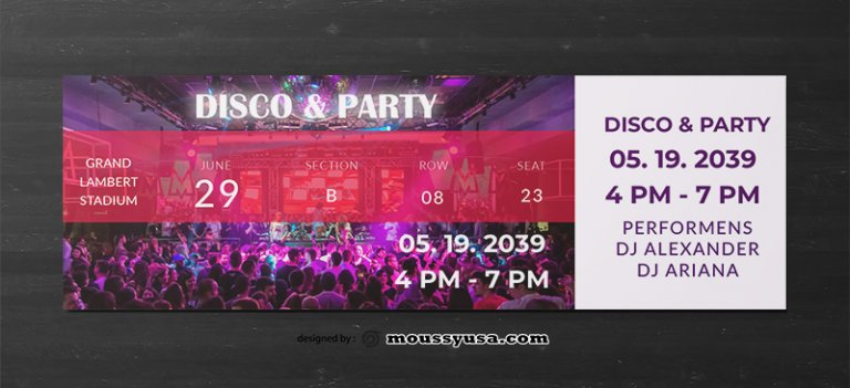 3+ Disco Ticket template sample | Mous Syusa