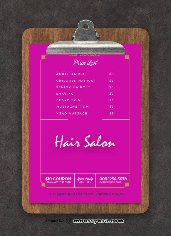 3 Hair Salon Menu Template Mous Syusa