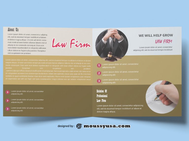 3+ Law Firm Brochure template example psd design | Mous Syusa