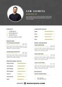 10+ Printable Modern CV free template in PSD | Mous Syusa
