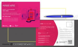 3+ Modern Hotel Postcard template example psd design | Mous Syusa