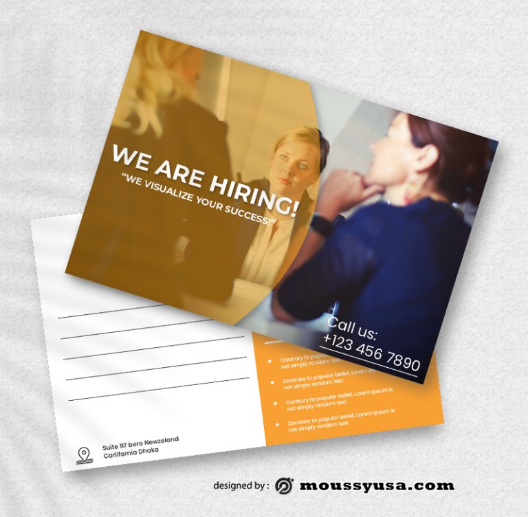 3+ Recruitment Postcard template free | Mous Syusa