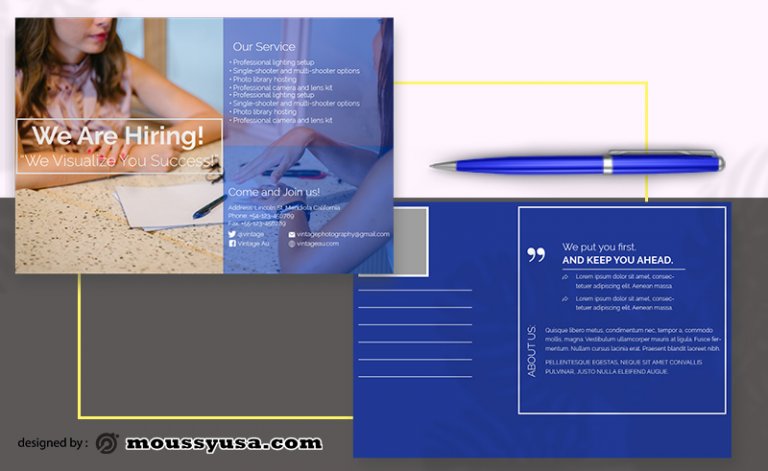 3+ Recruitment Postcard template free | Mous Syusa
