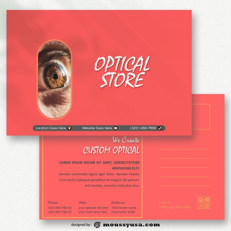 3+ Optical Store Postcard template free psd | Mous Syusa