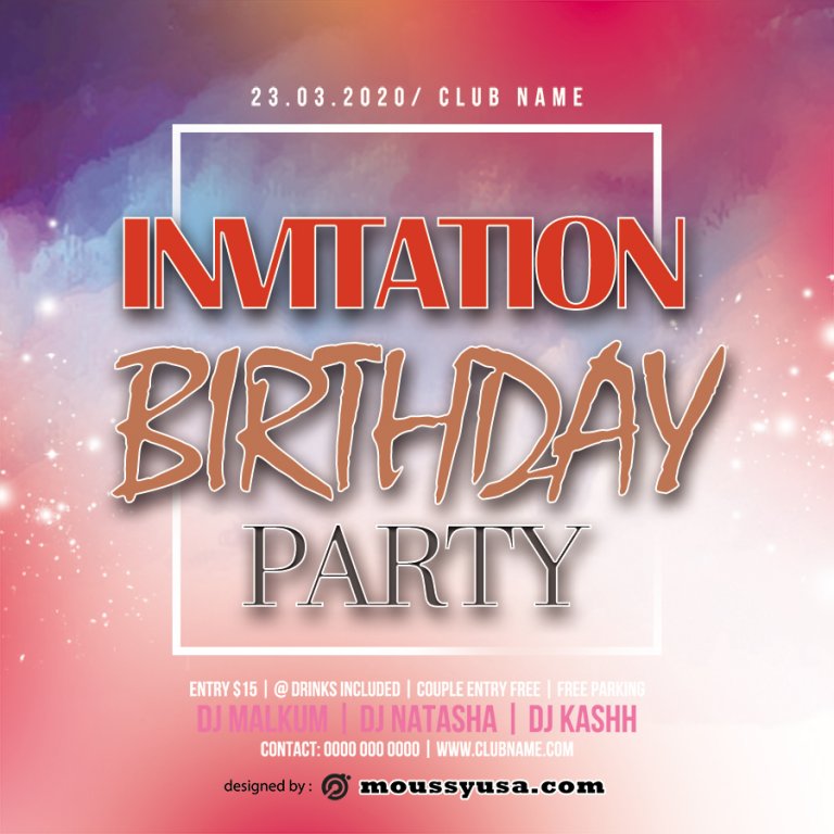 10+ Birthday Invitation template in PSD photoshop | Mous Syusa