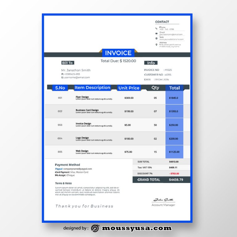 10+ Printable Commercial Invoice Template example psd design | Mous Syusa