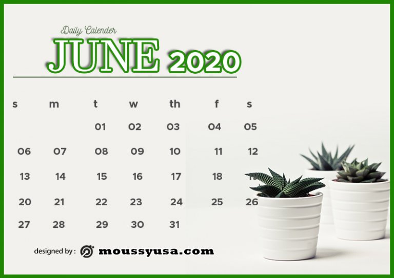 10+ Printable Daily Calendar Template example psd design | Mous Syusa