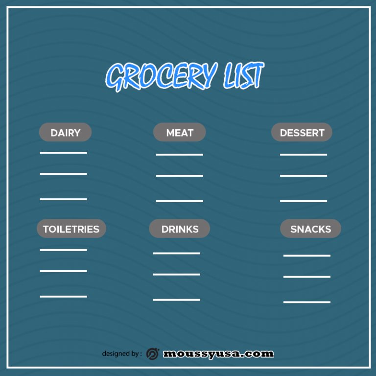 10+ Printable Grocery List template free psd | Mous Syusa