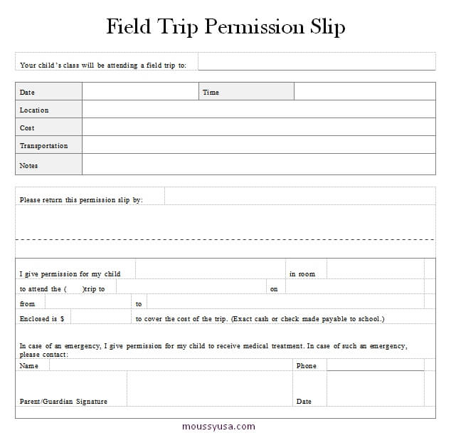 Zoo Field Trip Permission Slip Template Printable Word Searches