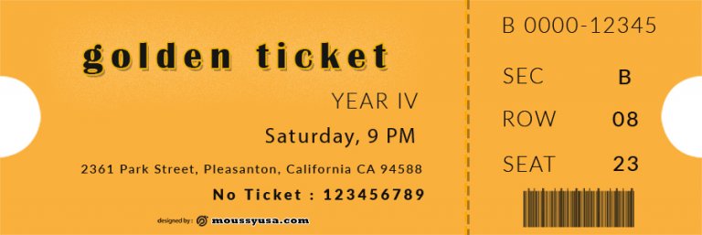 10+ Golden Ticket template example psd design | Mous Syusa