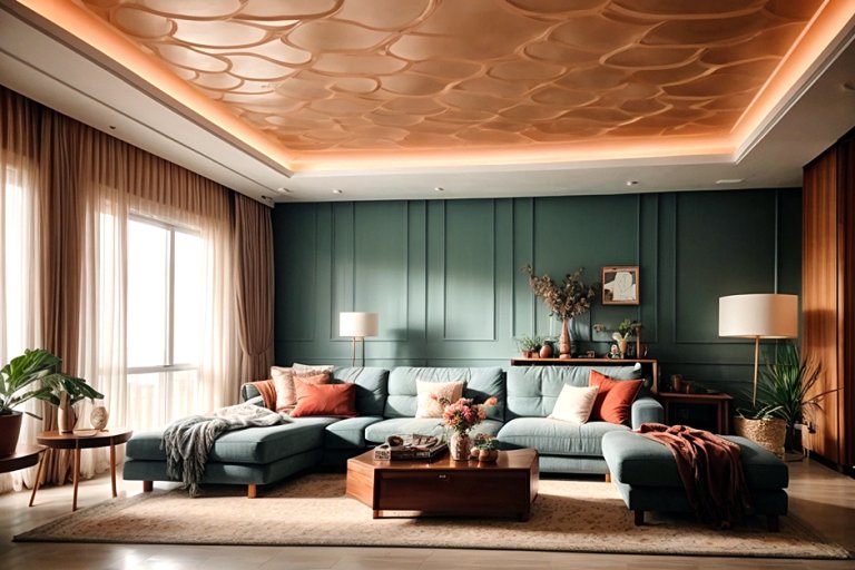 16 Inspiring Living Room False Ceiling Colour Ideas to Elevate Your ...